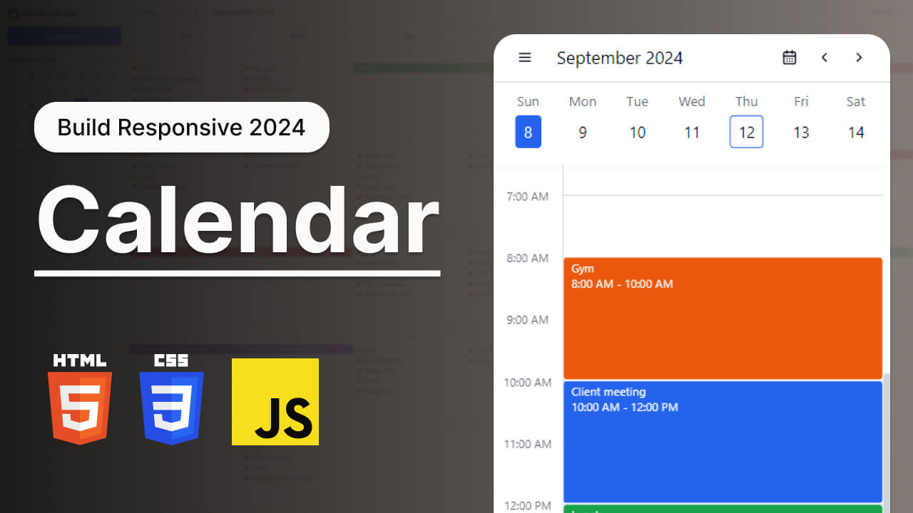 Vanilla Calendar | Responsive App with HTML, CSS & JavaScript - Mateusz Ziomek